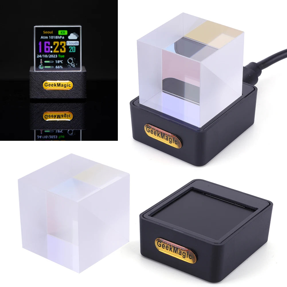 Crystal Cube Photo Display Holographic Desktop Smart Weather Station ...
